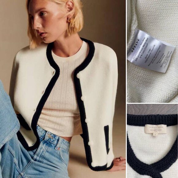 Sezane | Sweaters | Sezane Cardigan Brielle Cardigan In White | Poshmark